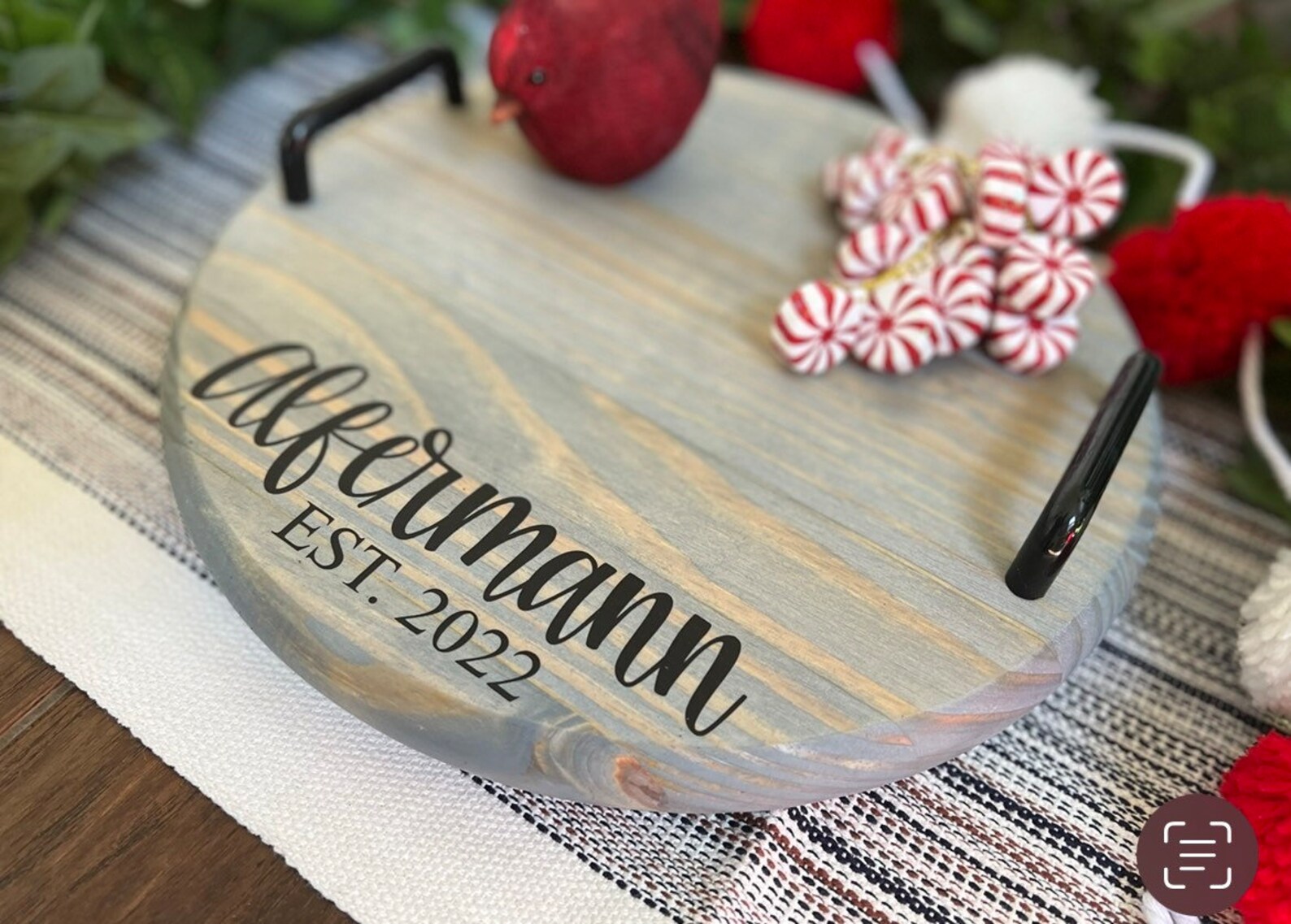 Last Name Est Date Board Serving Tray Lazy Susan - Etsy