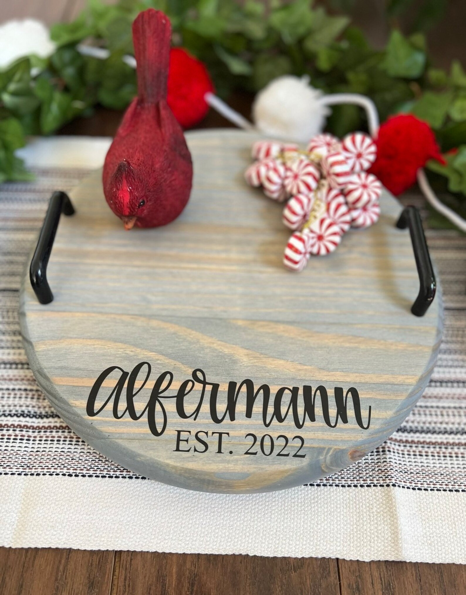 Last Name Est Date Board Serving Tray Lazy Susan - Etsy