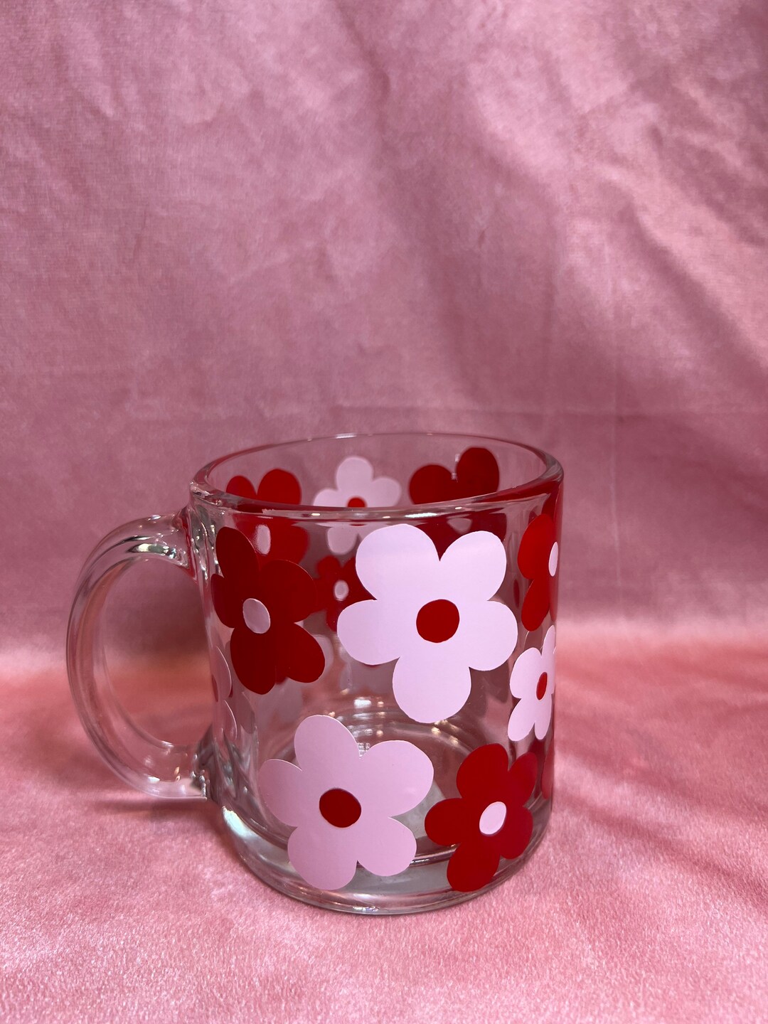 Red & Pink Flower Mug - Etsy