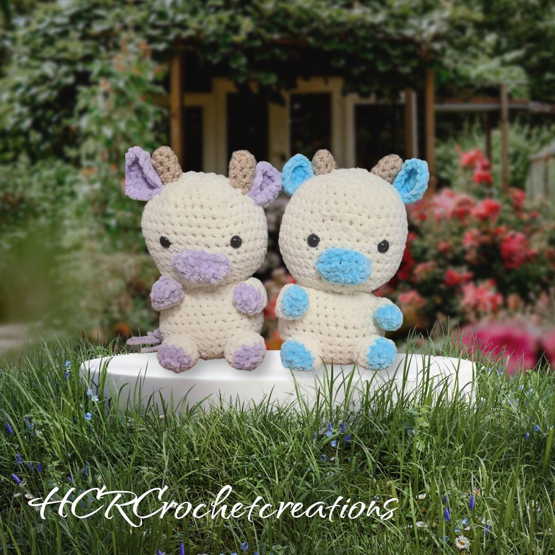 Soft Plushie Homemade Crochet Cow Easter Toy Teddy - Etsy