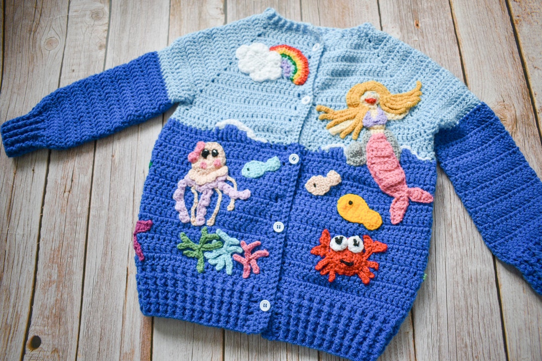 Mermaid Under-the-sea Cardigan With Fishes, Coral, Octopus, Turtle and ...