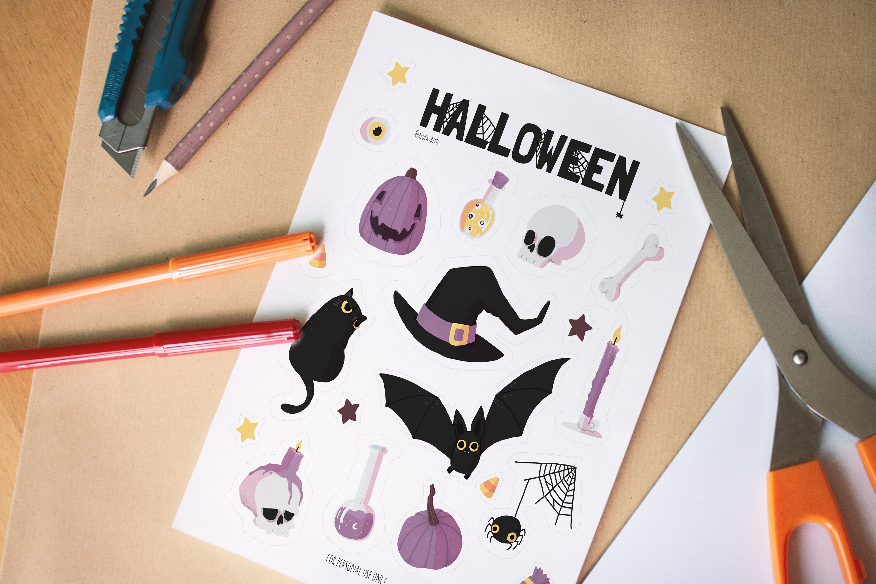 Tema de Halloween Pegatina imprimible | Etsy