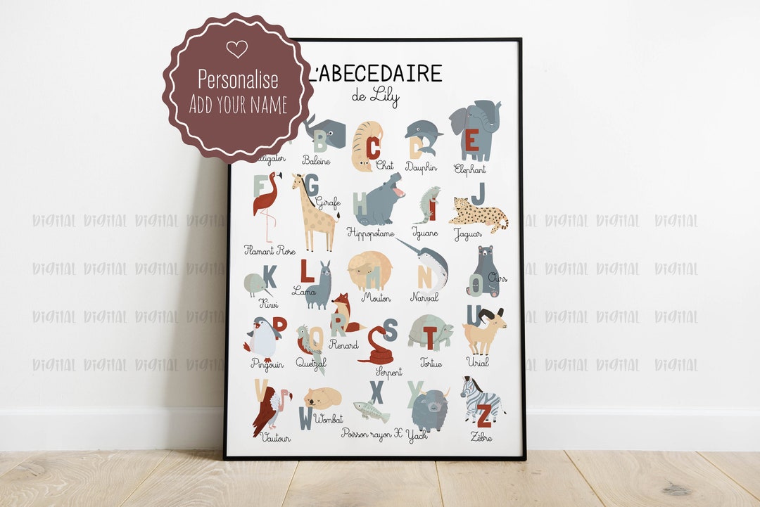 DIGITAL - Póster del alfabeto - Personalizable - Imprimible - ENG y FR ...