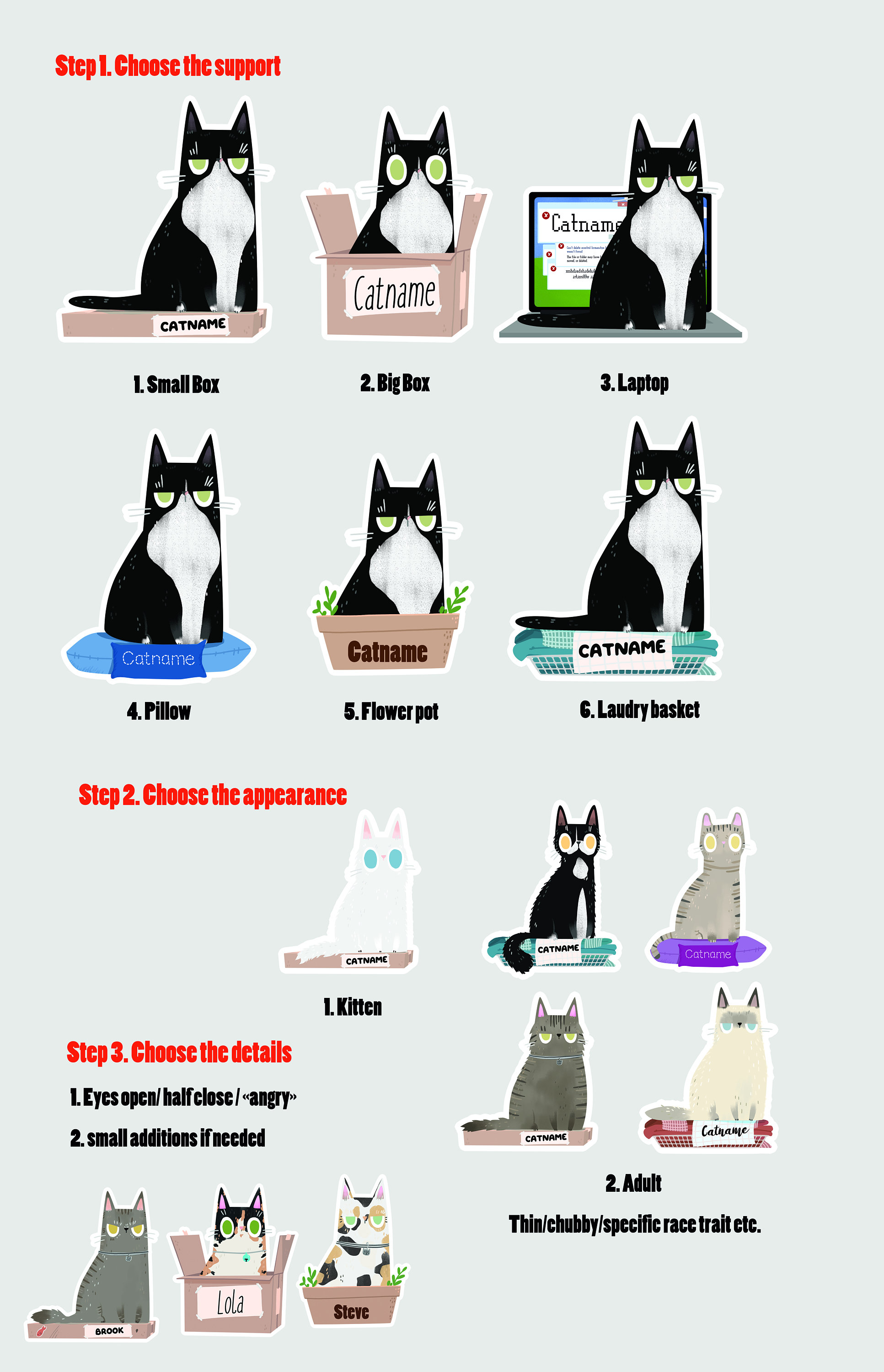 Custom Cat Sticker Personalise Your Own | Etsy