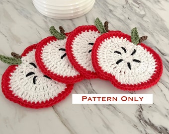 Crochet Apple Coaster Pattern Fruit Coaster PDF - Etsy