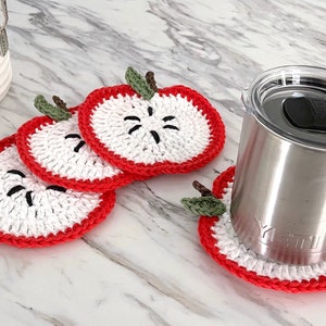 Crochet Apple Coaster Pattern - Etsy