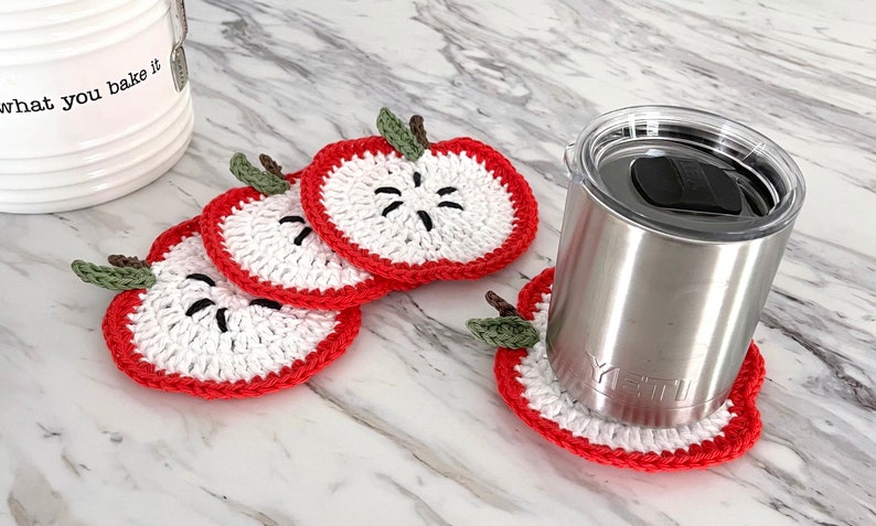 Crochet Apple Coaster Pattern - Etsy
