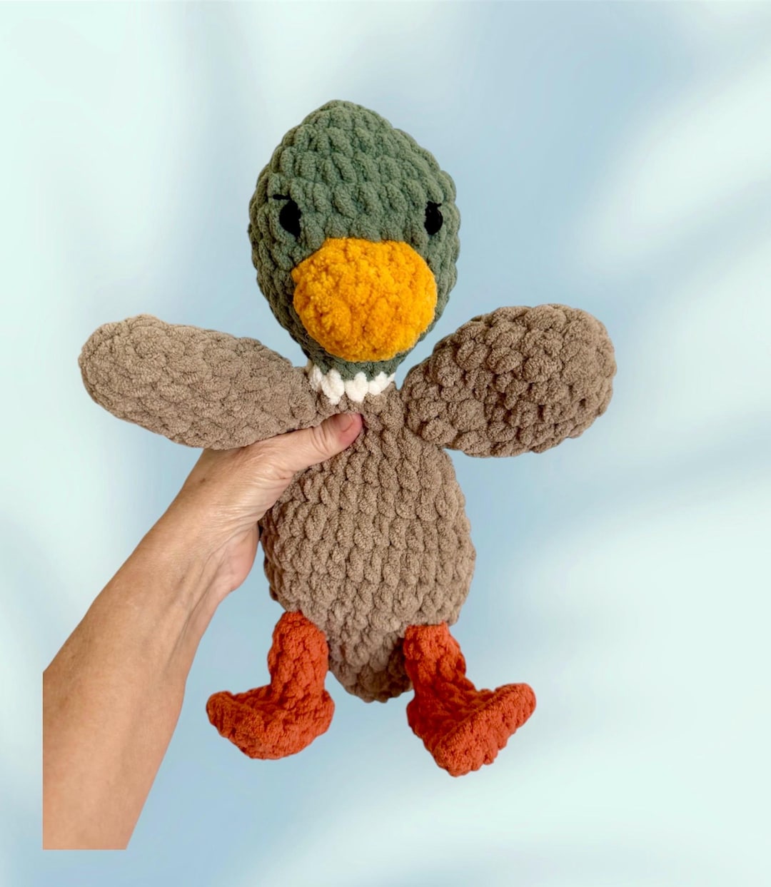Duck Snuggler, Crochet Mallard Duck Snuggle Toy, Handmade Crochet Plush ...