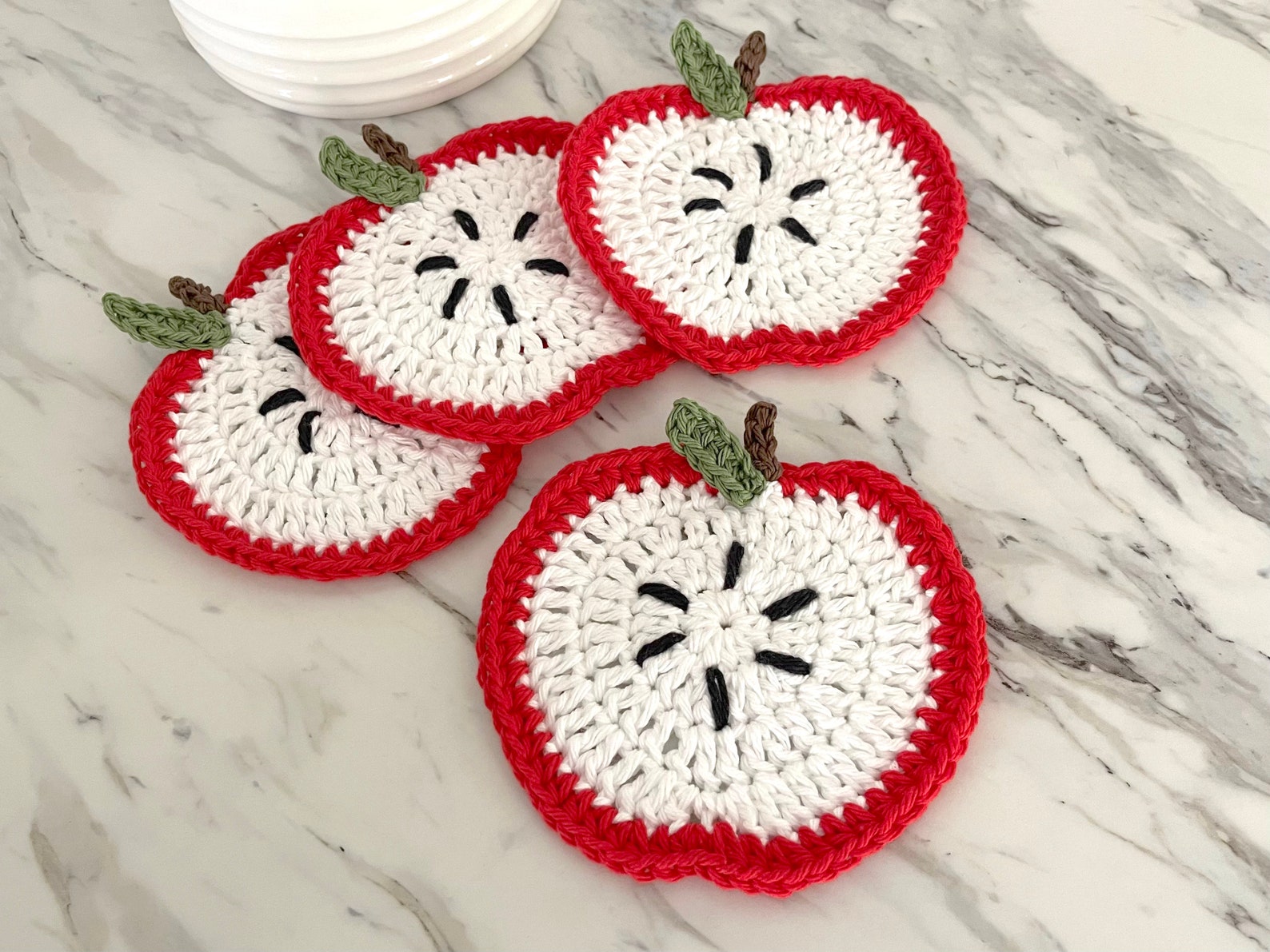 Crochet Apple Coaster Pattern - Etsy
