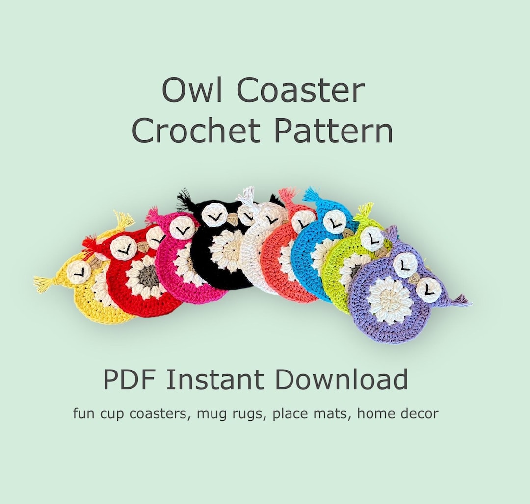 Owl Coaster Crochet Pattern | Instant PDF Download - Etsy
