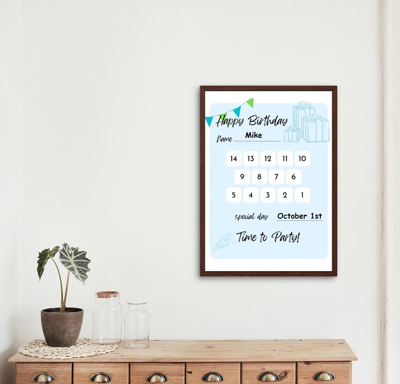 Printable Birthday Countdown Calendar. Birthday Countdown Card Gifts ...