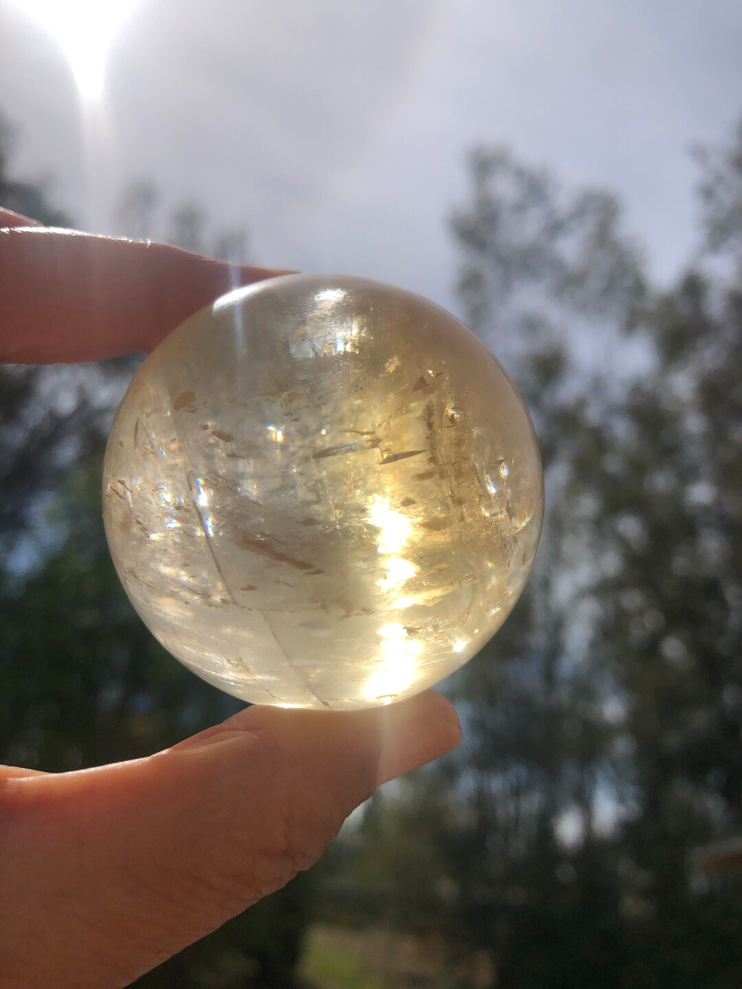Beautiful Sparkling Golden/clear Calcite Crystal Sphere 190g 51 Mm - Etsy