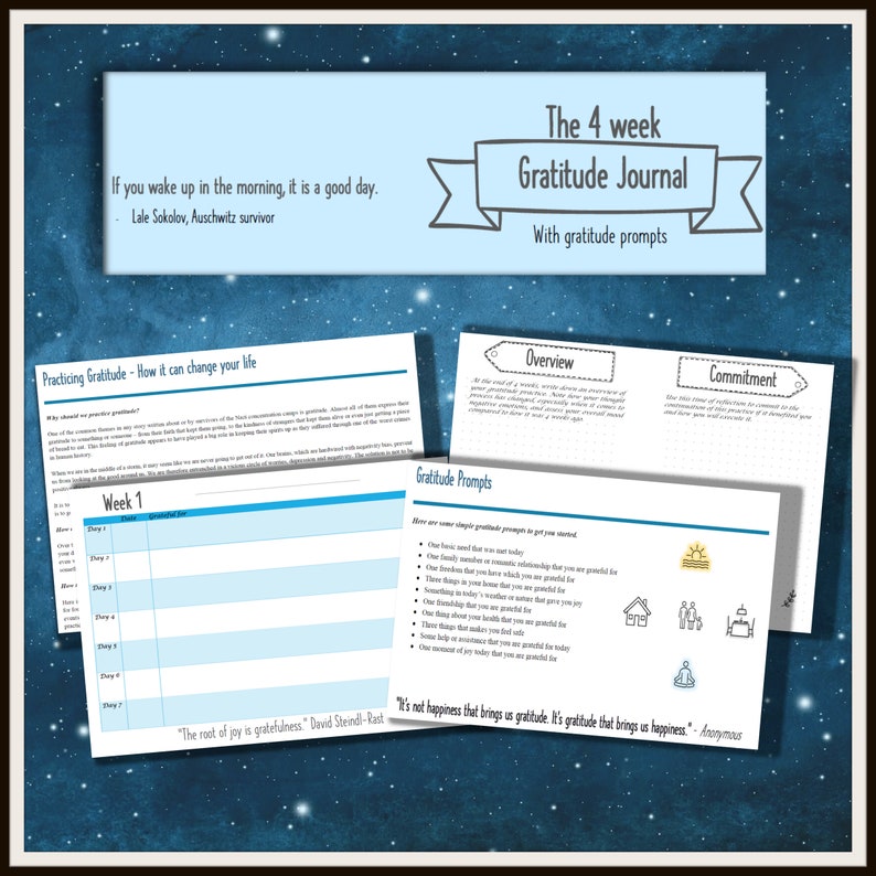 The 4 Week Gratitude Journal printable - Etsy