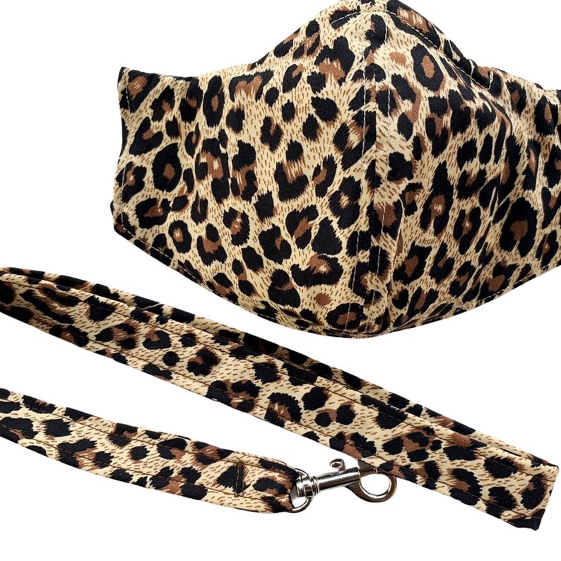 Leopard Print Cotton Face Mask Cheetah Print Mask Matching Scrunchie ...