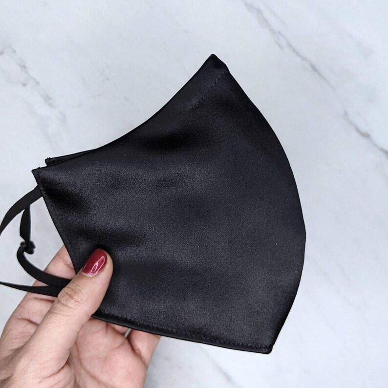 Soft Silk Black Satin Face Mask | Over-ear Face Mask, Valentine's Day ...