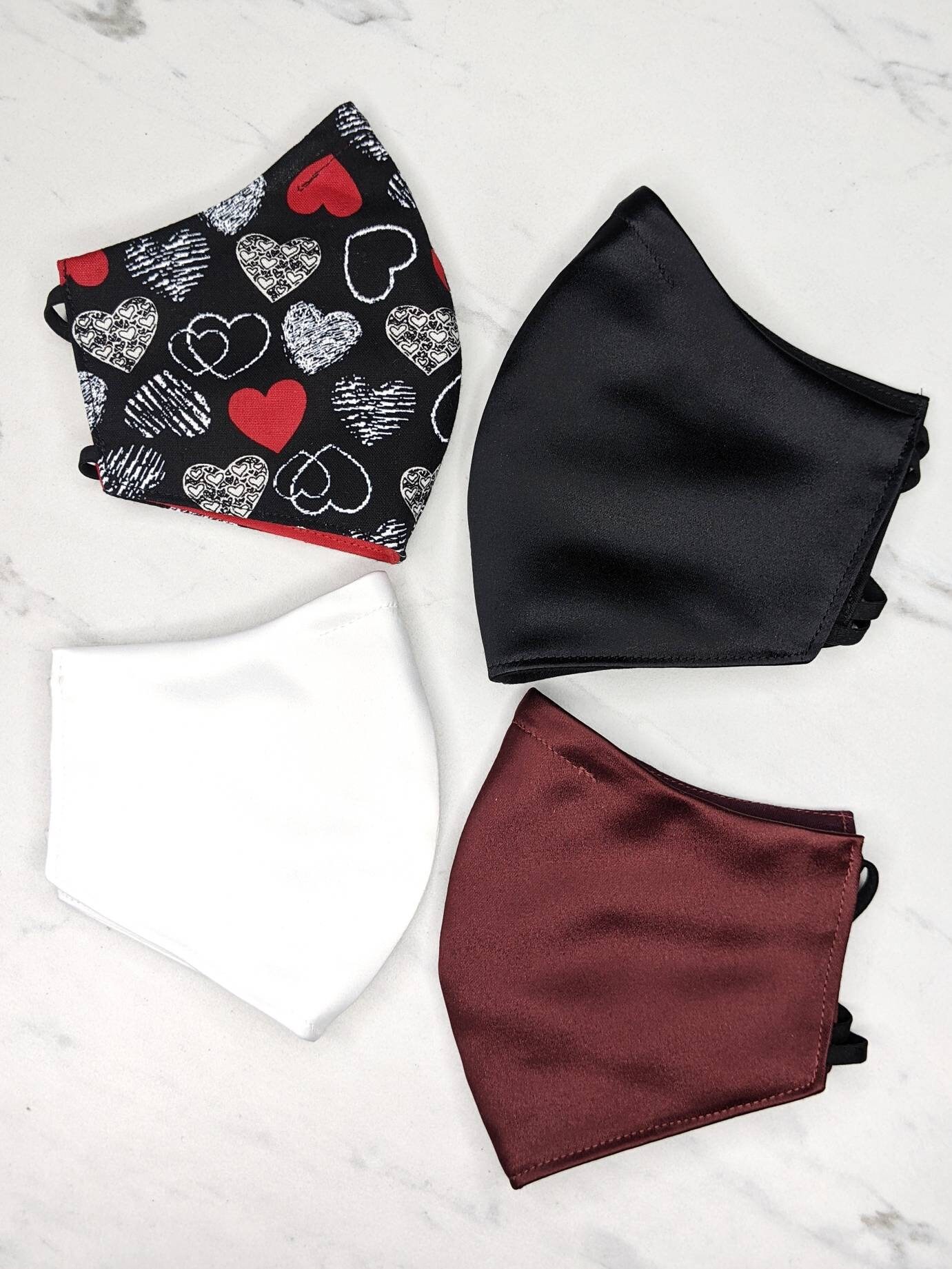 Soft Silk Black Satin Face Mask | Over-ear Face Mask, Valentine's Day ...