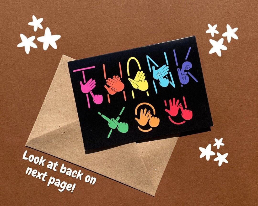 Thank You Card, Finger Spelling BSL British Sign Language - Etsy