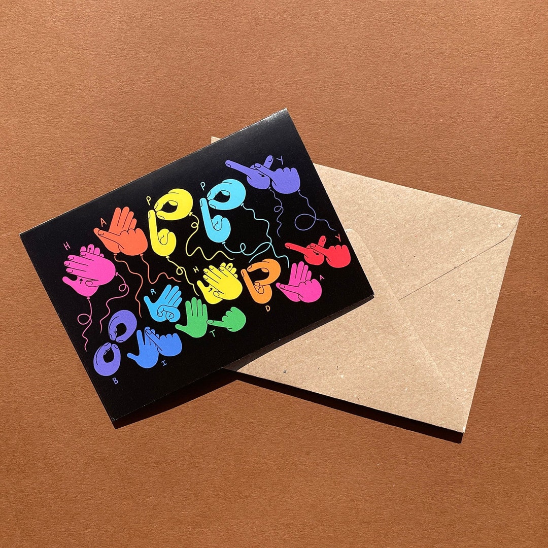 Happy Birthday Card, Finger Spelling BSL British Sign Language - Etsy
