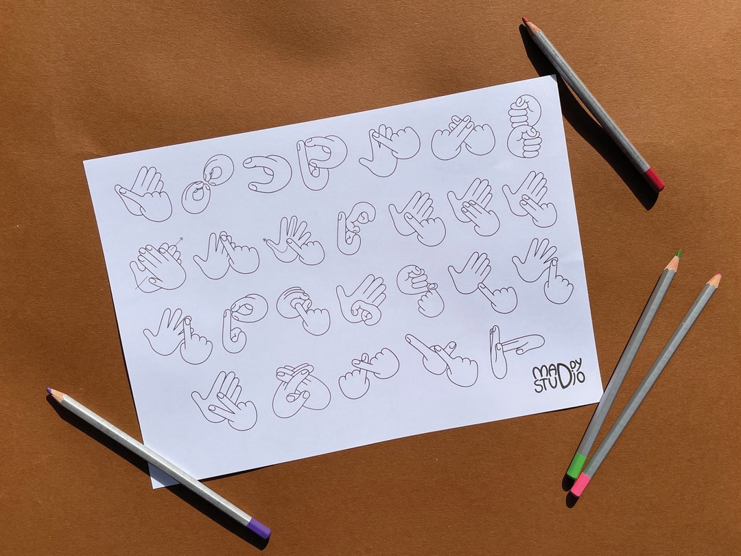 British Sign Language Fingerspelling Alphabet Colouring Sheet - Etsy