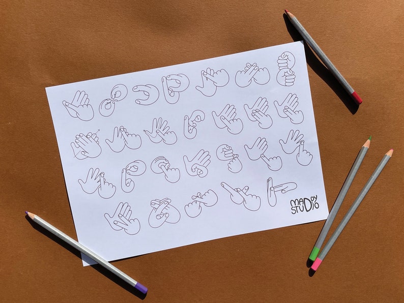 British Sign Language Fingerspelling Alphabet Colouring Sheet - Etsy UK