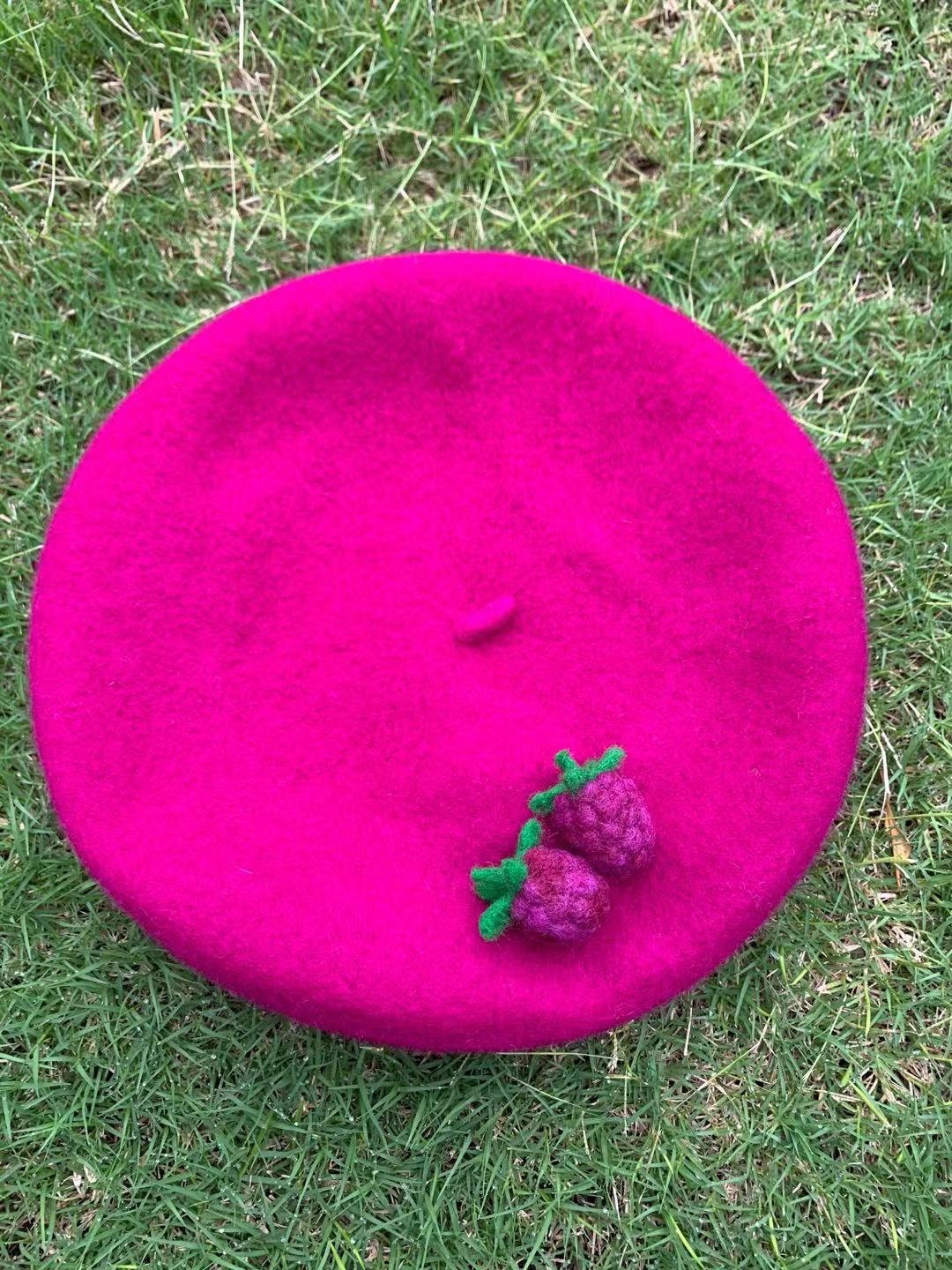 Raspberry Beret, Cute beret, French Beret, Handmade Beret, Gift For Her ...