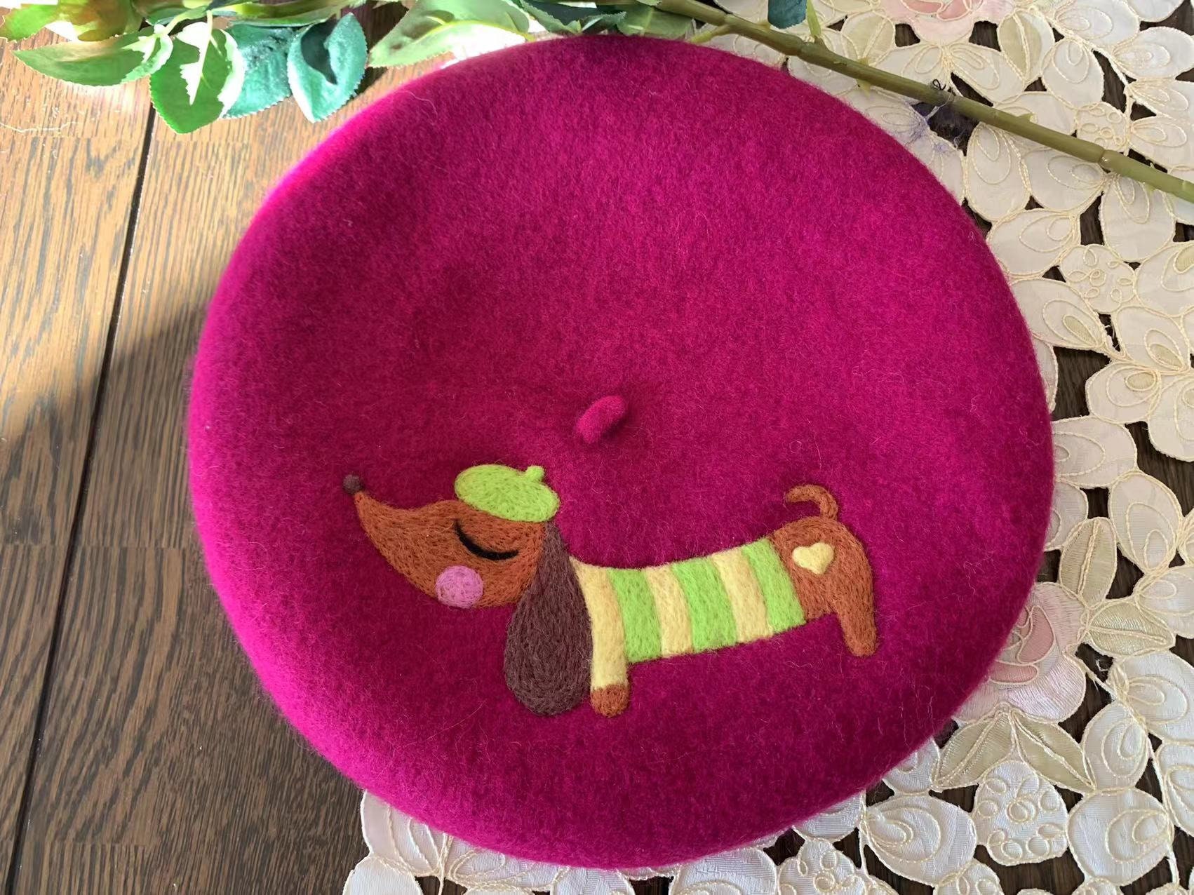 Sausage Dog Beret,spring Beret, Cute Beret, French Beret, Handmade ...