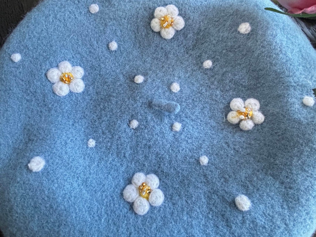 Daisy Beret, Kawaii Beret, Cute Beret, French Beret, Handmade Beret ...