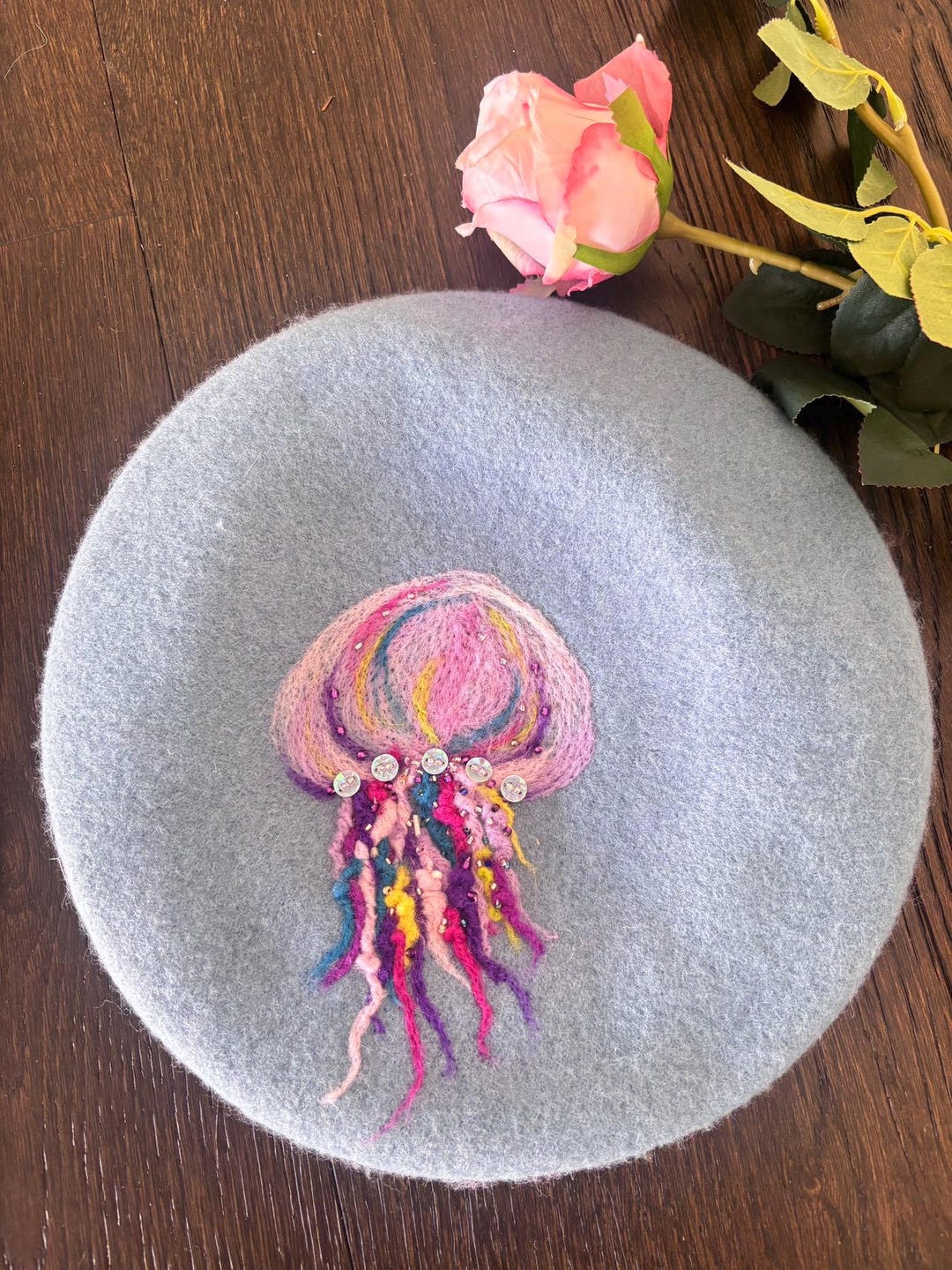 Handmade Wool Felt Jellyfish Beret: Kawaii Party Hat - Etsy