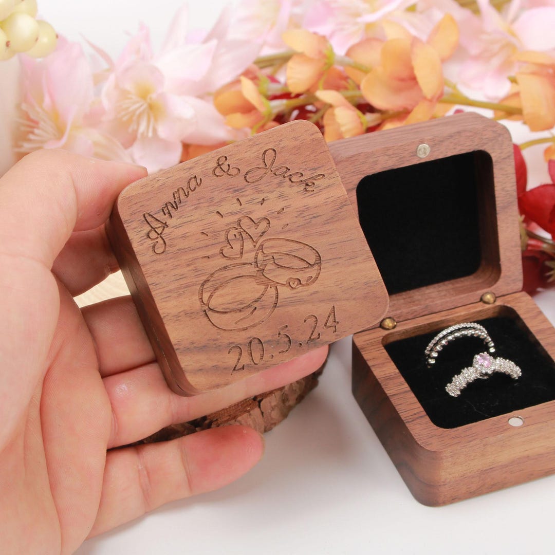 Personalized Wooden Ring Box,proposal Engagement Ring Box With Name ...