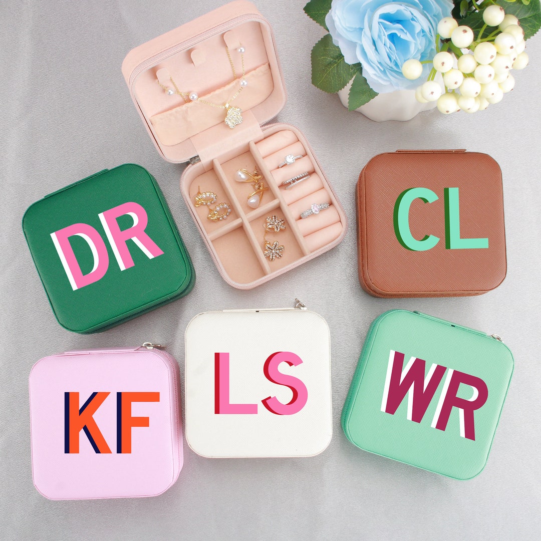 Shadow Monogram Travel Jewelry Case, Personalized Printed Jewelry Box ...