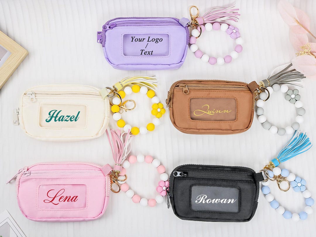 Personalized Nylon Keychain Wallet: Zippered ID Window Wristlet - Etsy
