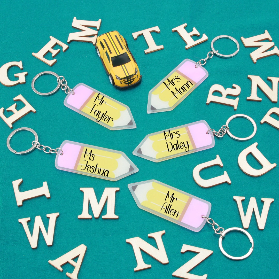 Personalized Pencil Keychain, Teacher Name School Appreciation Gift ...