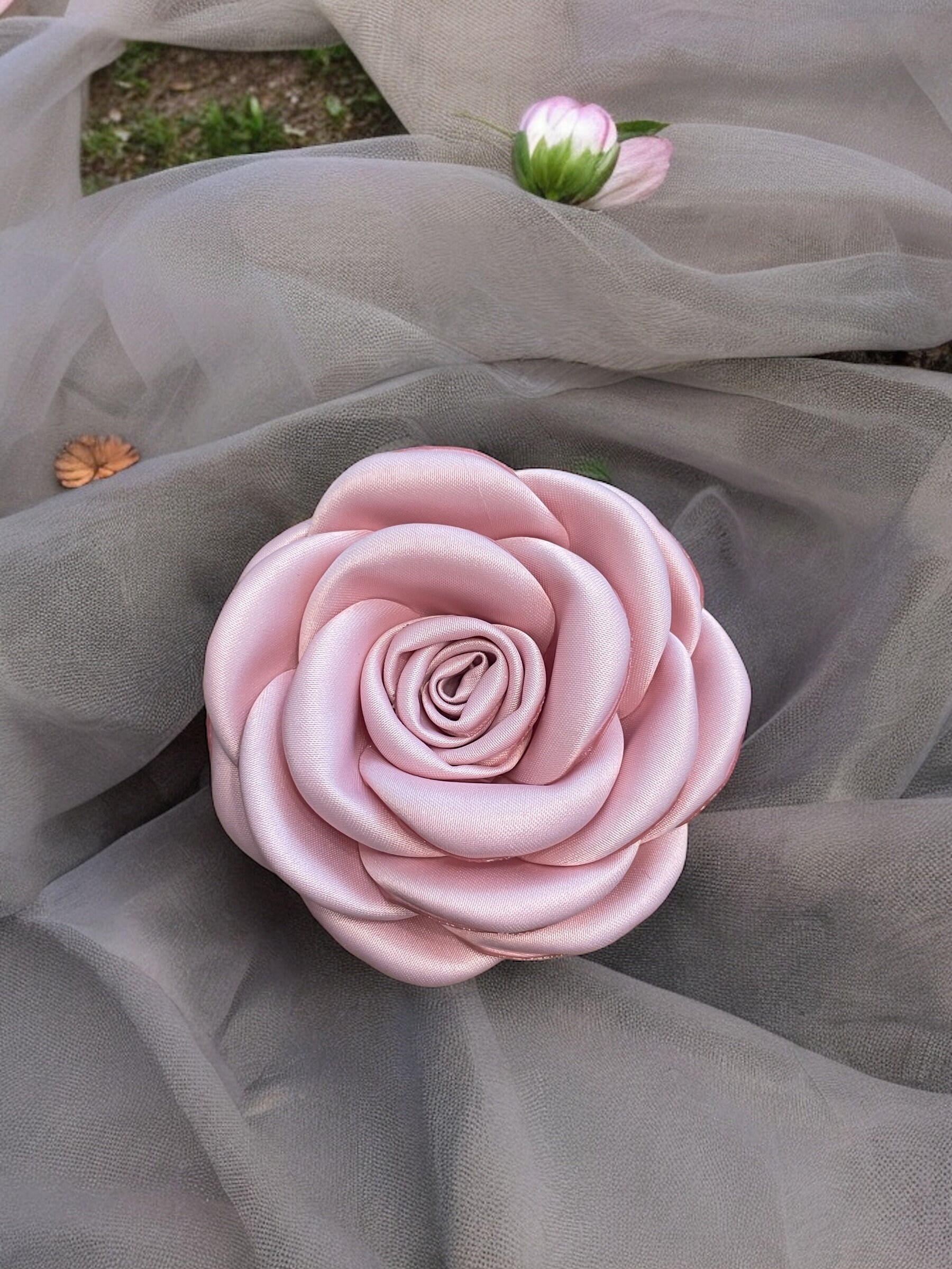 Pastel Camellia Flower Brooch, Matte Satin Flower Brooch, Elegant ...
