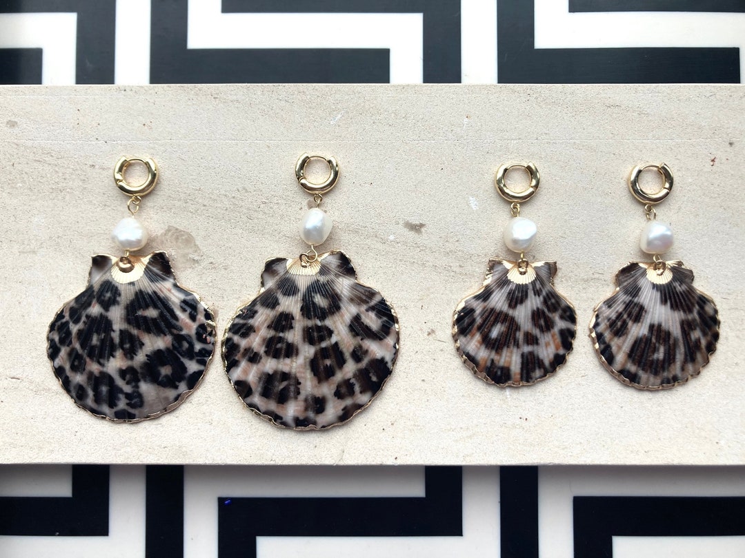 Leoni Small and Large Leopard Shell Earrings Gold Plated Earrings With ...