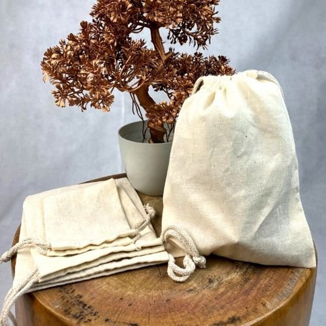 100% Reusable Organic Cotton Bags Double Drawstring Eco - Etsy