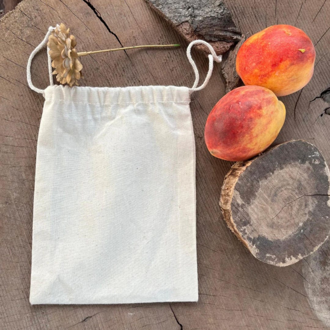 3x5 Inches 100% Reusable Organic Cotton Double Drawstring Muslin Bags ...
