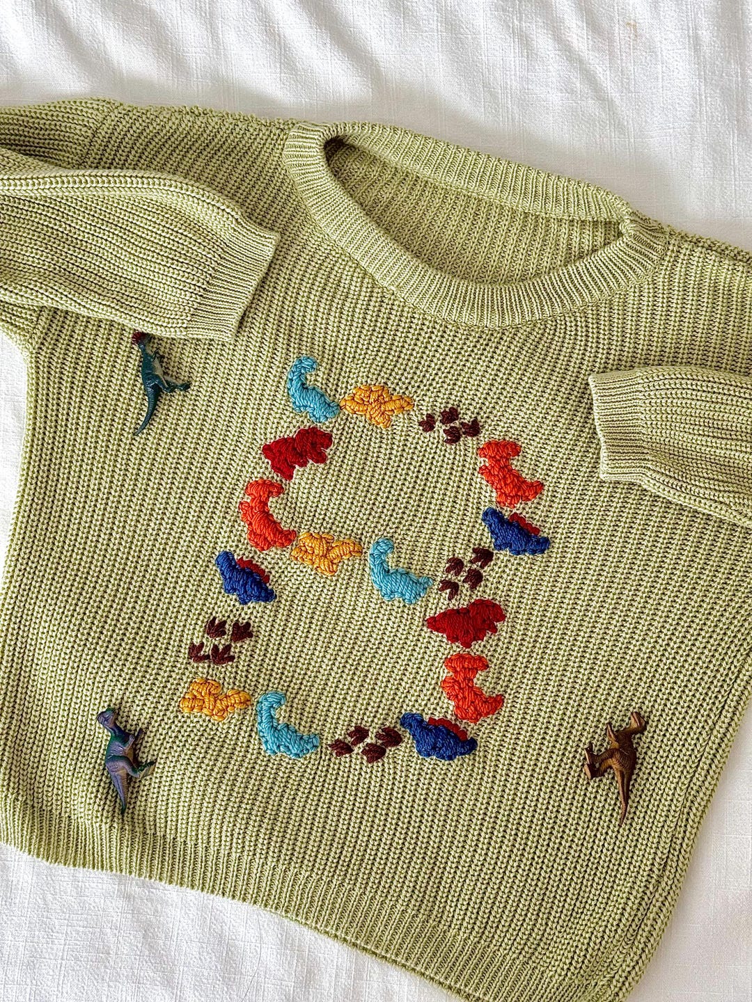 Personalized Dinosaur Initial Hand Embroidered Sweater: Dino Lover Gift ...