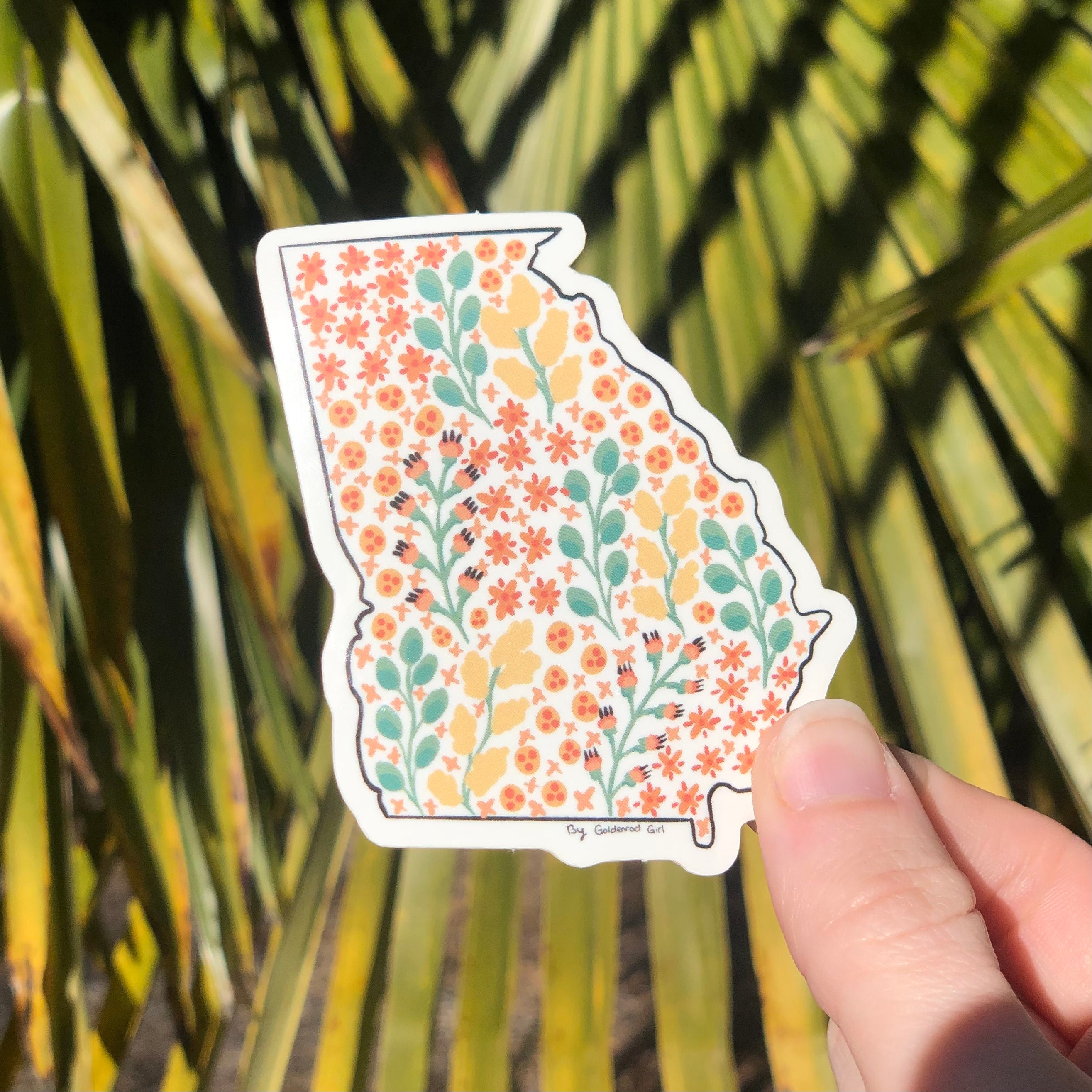 Georgia Sticker, State Sticker, Floral Sticker, State Sticker, State ...