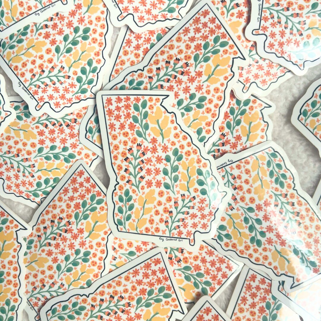 Georgia Sticker, State Sticker, Floral Sticker, State Sticker, State ...
