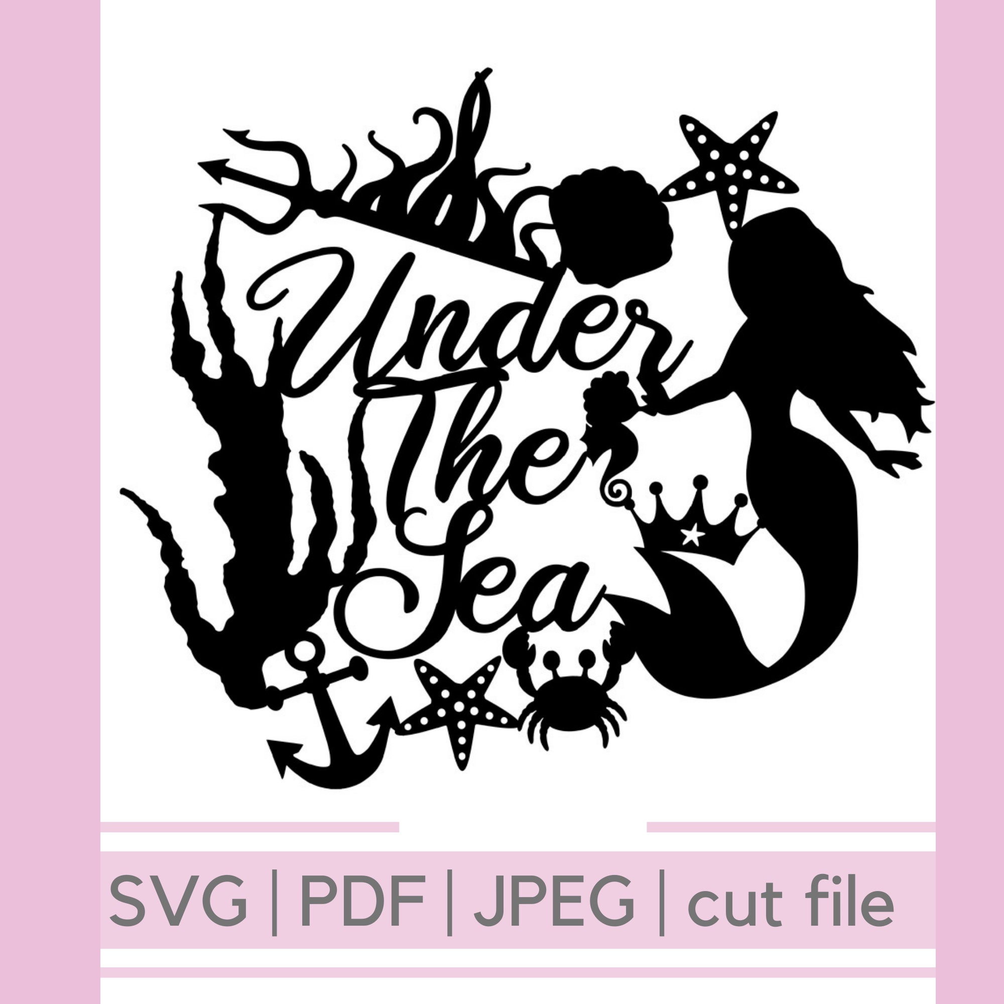 Sirenita svg / Princesa svg / Sirena svg / Bajo el mar svg SVG / DXF ...