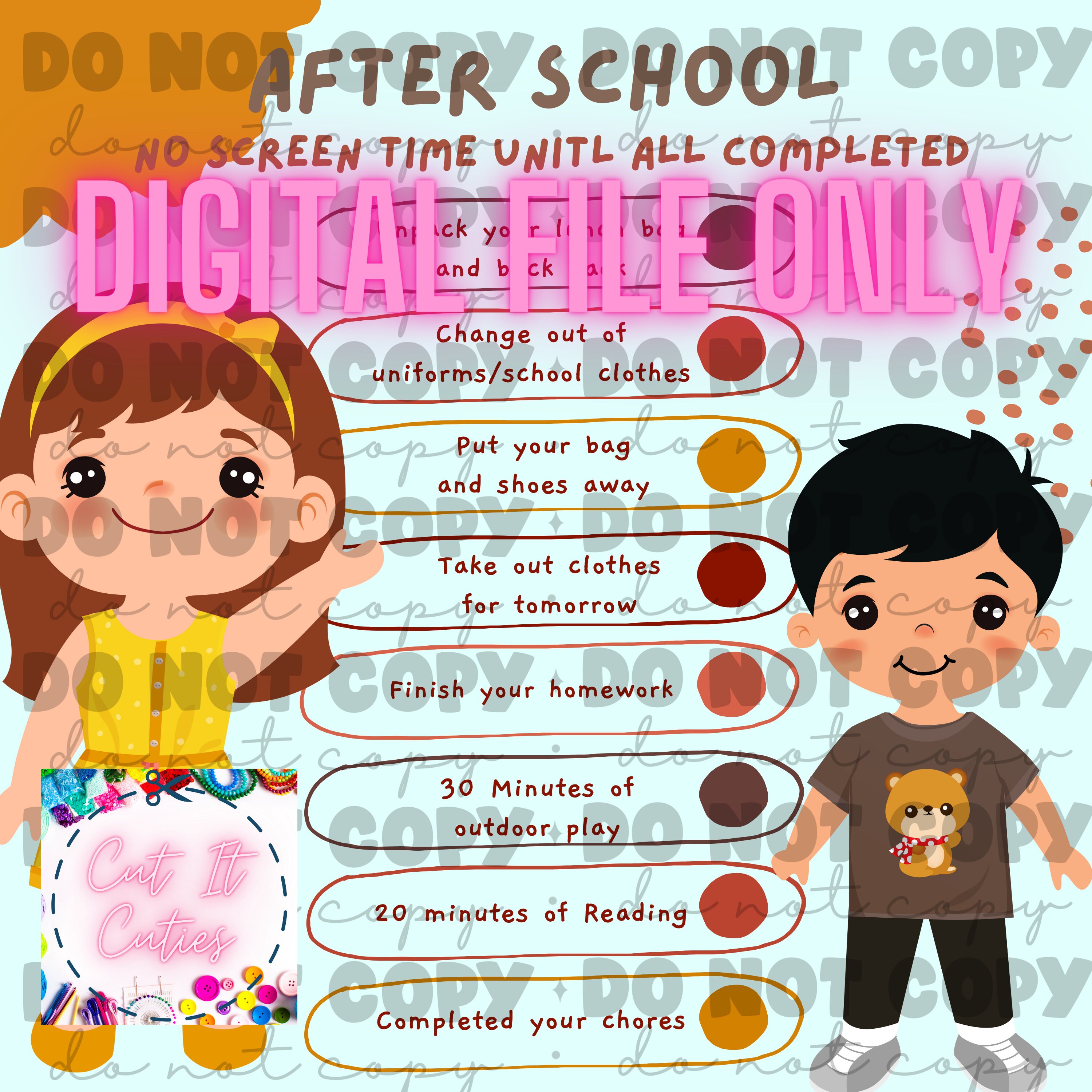 Digital File for Printable Daily Routine for Kids, Kids Screentime ...