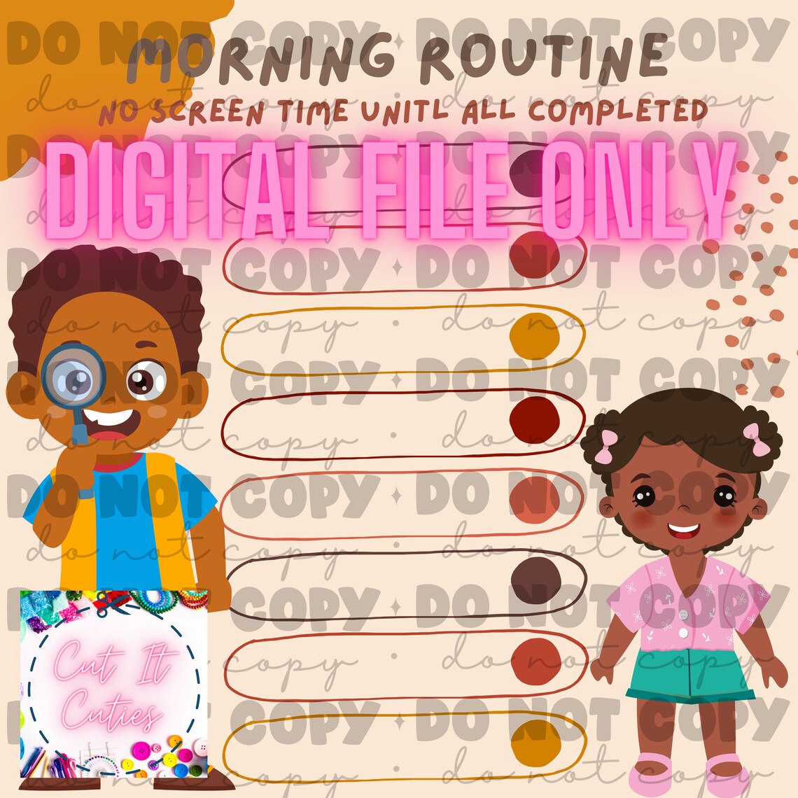 Digital File for Printable Daily Routine for Kids, Kids Screentime ...