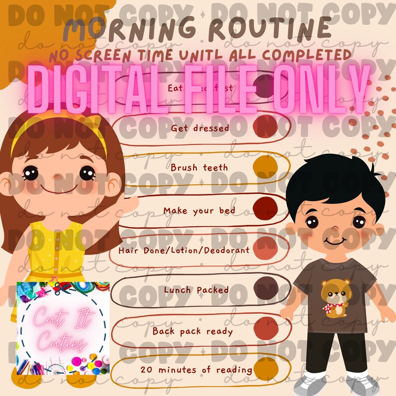Digital File for Printable Daily Routine for Kids, Kids Screentime ...