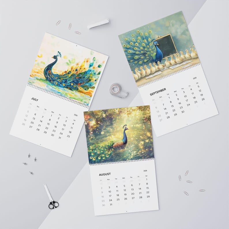 Peacock Calendar 2026 Wall Calendars, Unique Digital Designs, Animal ...