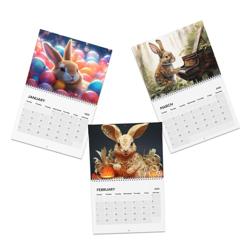 Rabbit Calendar 2025 - Cute Funny Bunny Wall Calendars for Home Office ...