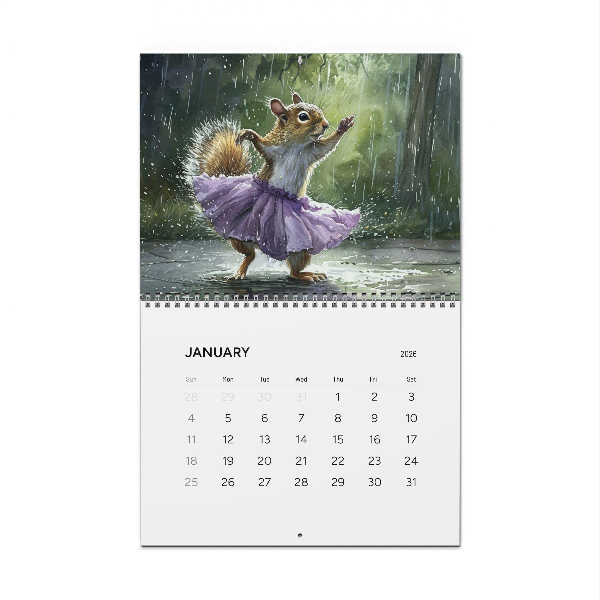 Squirrel Calendar 2026, Animal Artwork Prints, Office Desk Organizer - Etsy