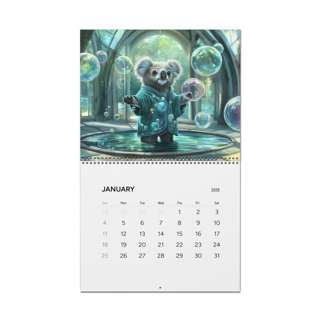 Koala Wall Calendar 2026, Funny Animal Designs - Etsy
