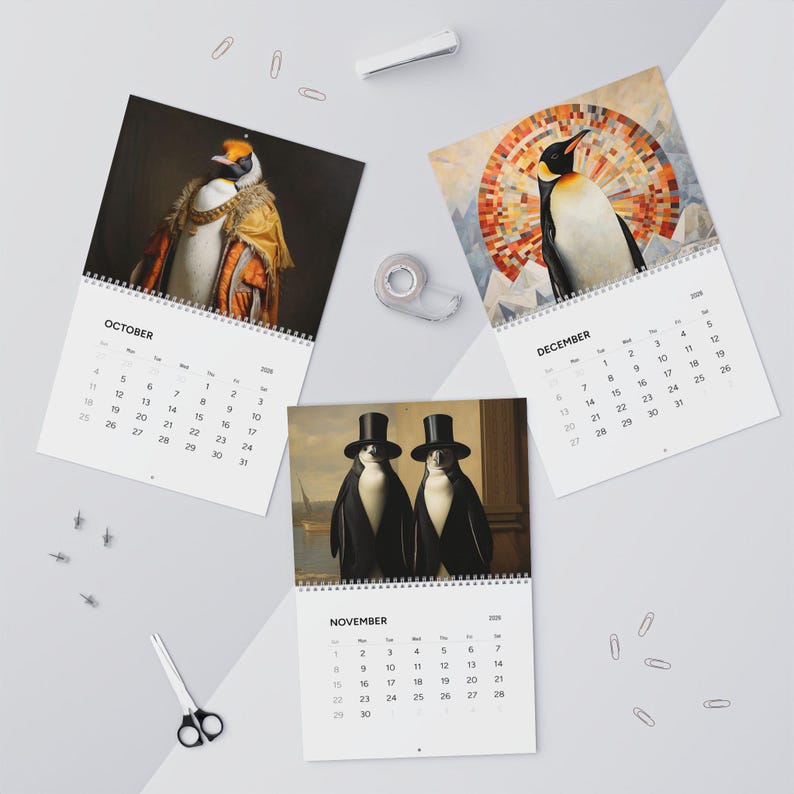 Penguin Wall Calendar 2026 With Cute and Unique Images, Animal Calendar ...