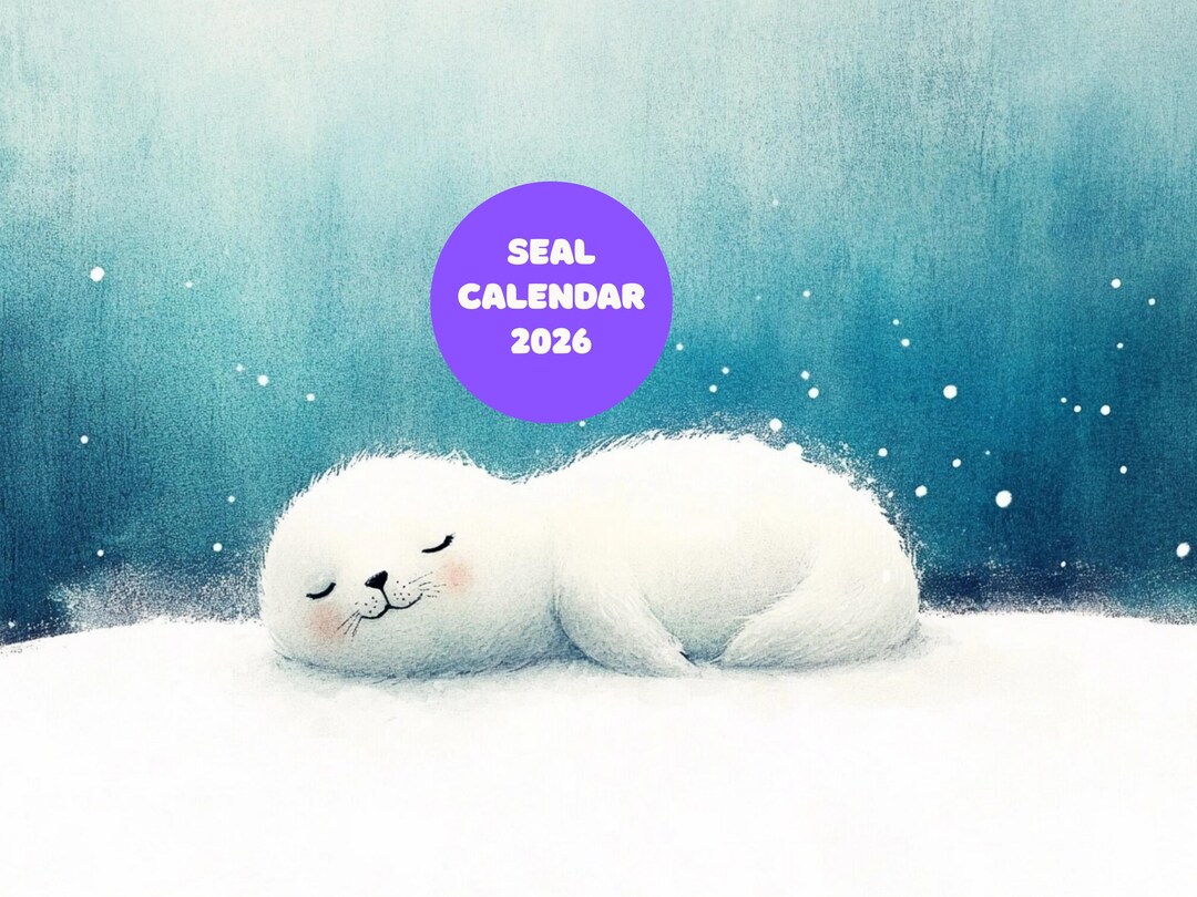 Seal Calendar 2026 - Cute Animal Wall Art, Office Decor - Etsy