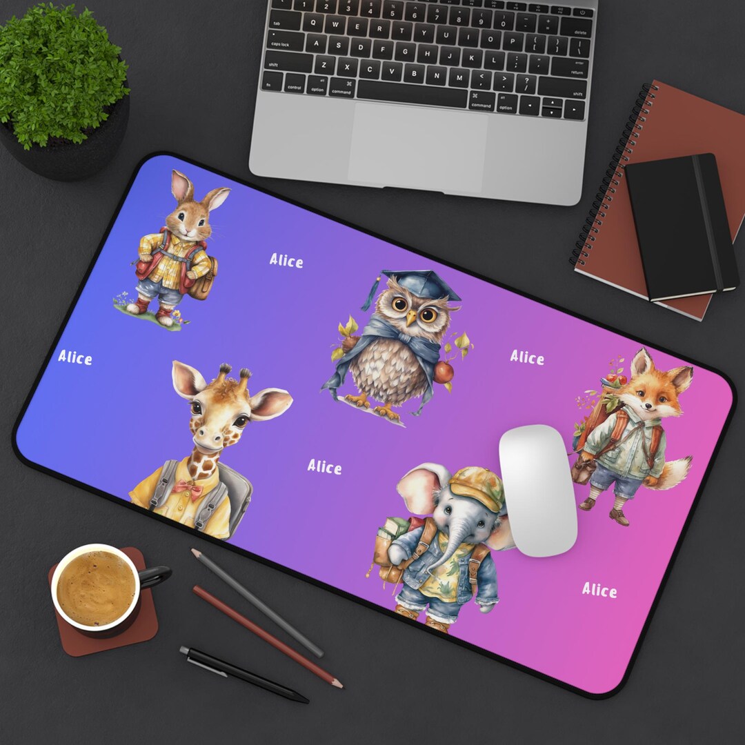 Personalized Cute Animal Desk Mat, Mouse Pad, Desk Accessory, Office ...